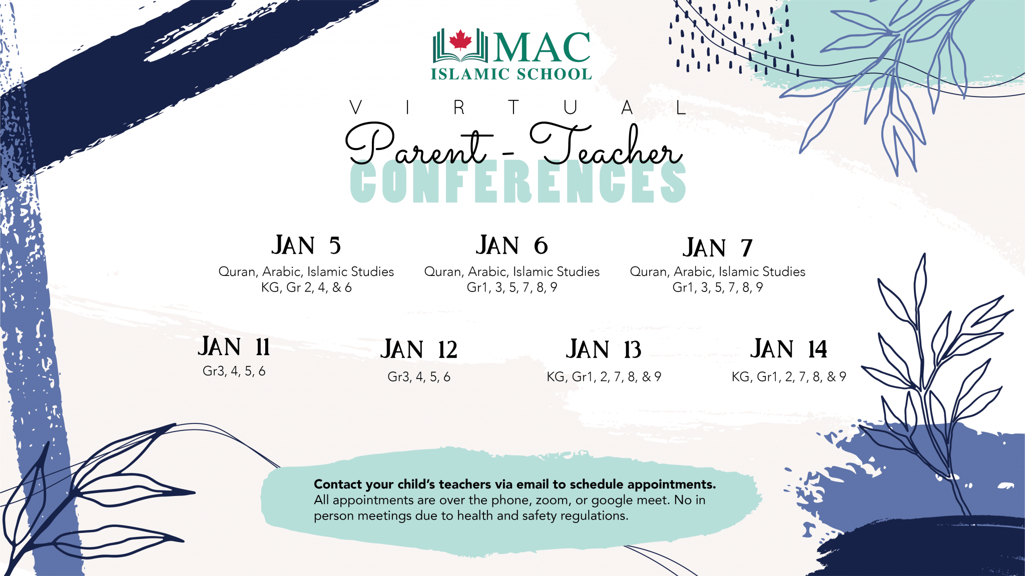 January Parent-Teacher Conferences – MAC Islamic School
